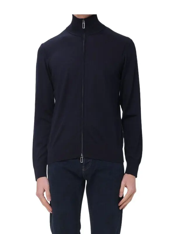 PAOLO PECORA Zip-up Stand Collar Sweater - Blue
