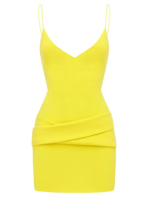 Alex Perry Draped Crepe Mini Dress - Yellow