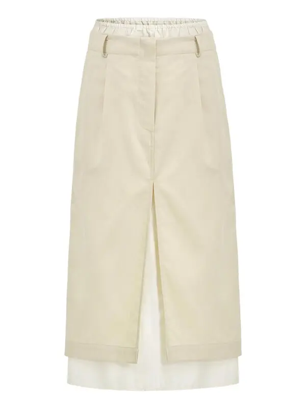 Source Unknown Lori Double-layer Slip Midi Skirt - Brown