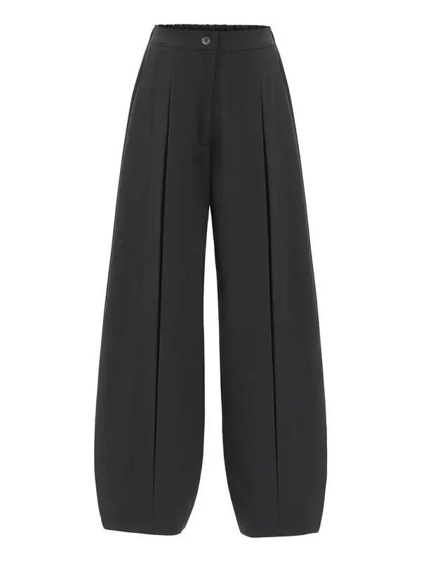 Source Unknown Mika Fluid Tuck Straight Leg Trousers - Black
