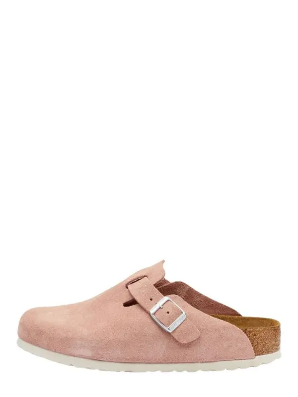 BIRKENSTOCK Boston Buckle Suede Mules - Nude