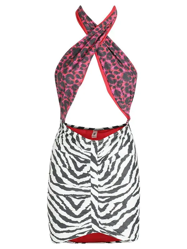 REINA OLGA Zebra Print Mini Dress - Multicolor