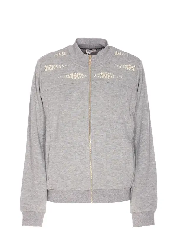 Liu Jo High Neck Embellished Sweatshirt - Gray