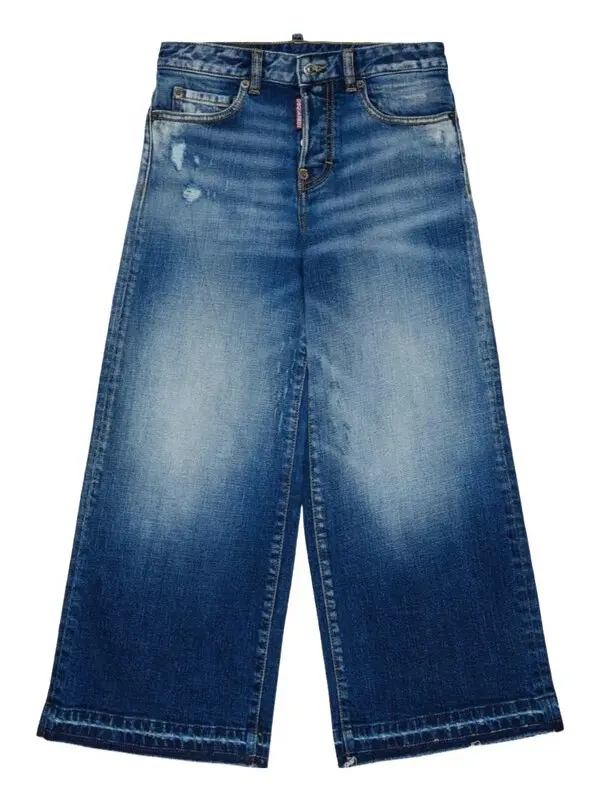 Dsquared2 Wide-leg Distressed Jeans - Blue