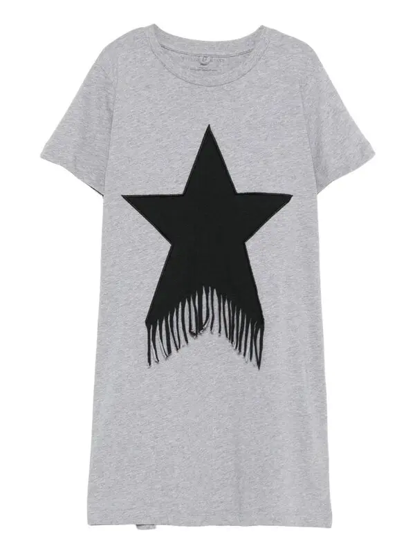 Stella McCartney Round Neck T-shirt Dress With Star Applique - Gray