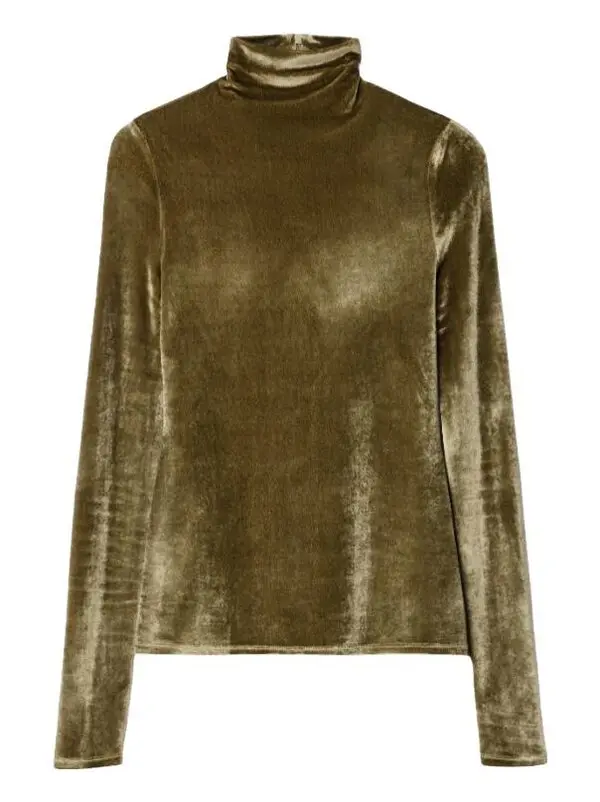 LEMAIRE Fitted Velvet Jersey Stand-collar Top - Brass