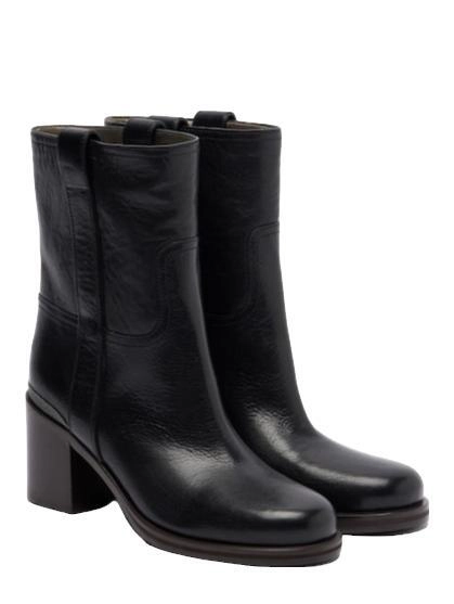 Brunello Cucinelli Monili Leather Ankle Boots - Black