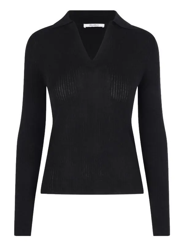 Max Mara Long-sleeve Knitted Polo Shirt - Black