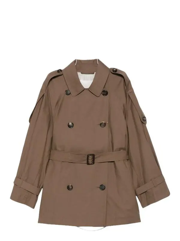 Max Mara Double-breasted Trench Coat With Belt And Patch Pockets - Brown