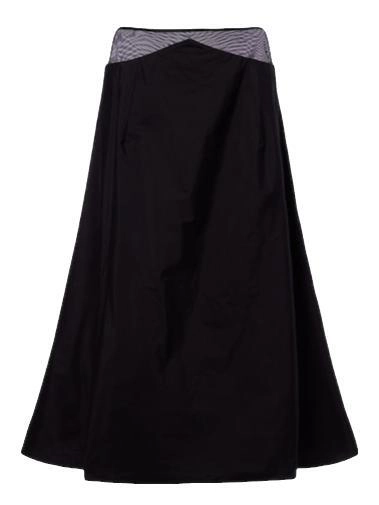 THE ROW Irella Cotton Poplin Midi Skirt With Sheer Mesh Waist Detail - Black