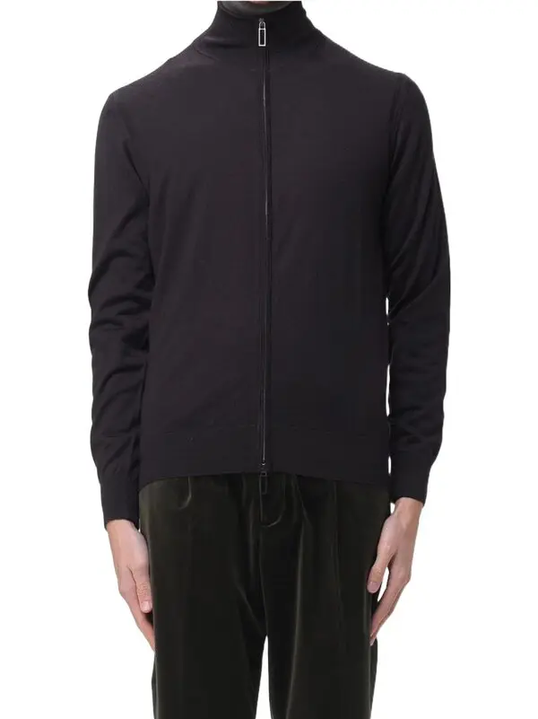 PAOLO PECORA Zip-up Sweater With Stand Collar - Brown