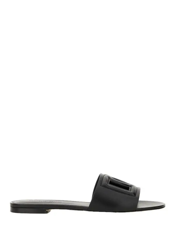 Dolce & Gabbana Sandalo Slide With Logo - Black