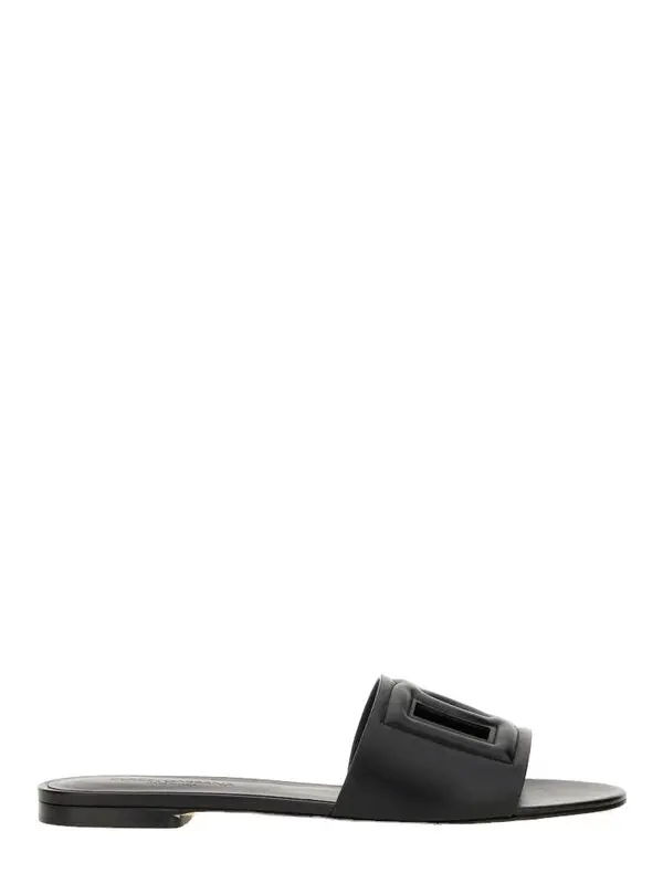 Dolce & Gabbana Sandalo Slide With Logo - Black
