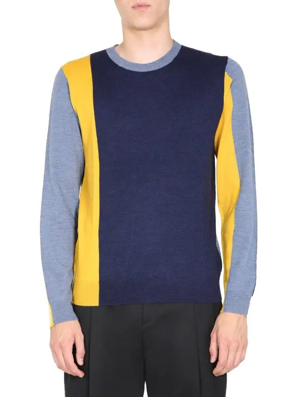 JW Anderson Crew Neck Color Block Sweater - Blue