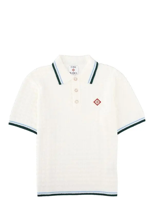 Casablanca Polo Bouclé Con Logo - White