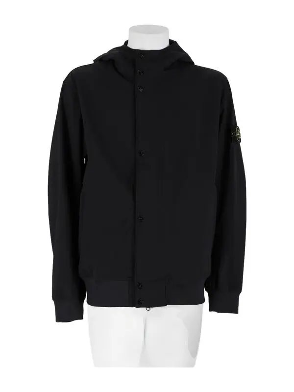 Stone Island Hooded Bomber Jacket - Black