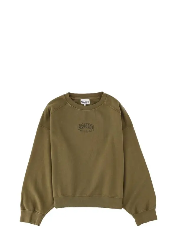 GANNI Organic Cotton Logo Sweatshirt - Green