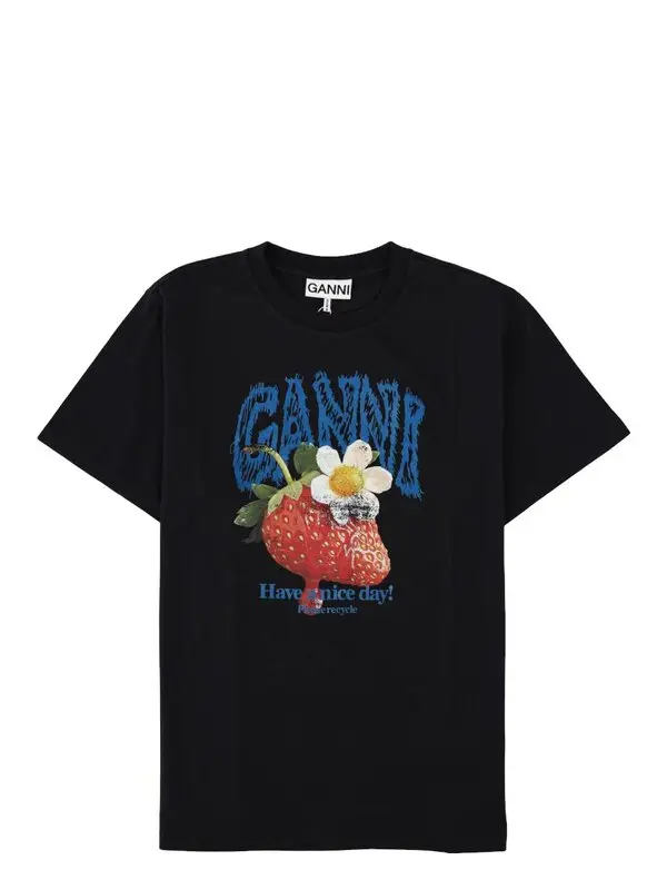 GANNI Strawberry Graphic T-shirt - Black