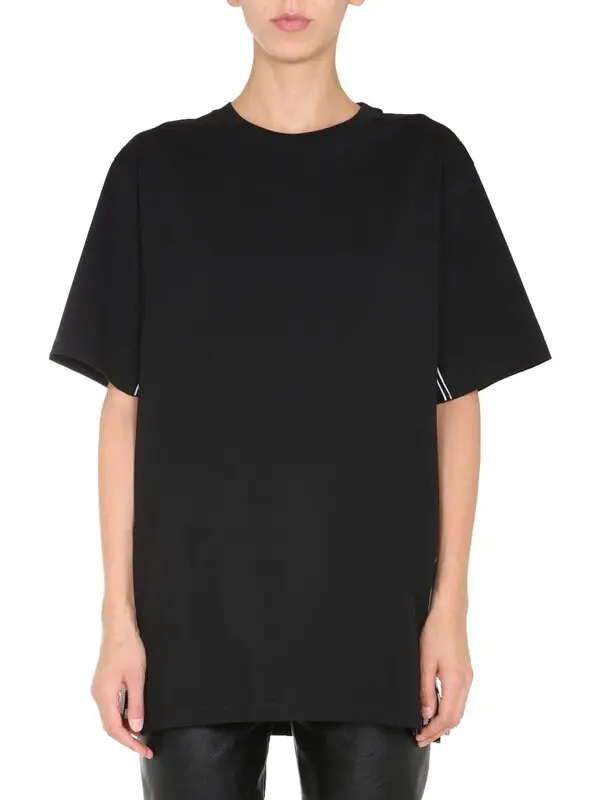 Stella McCartney Round Neck T-shirt With Side Band Detail - Black