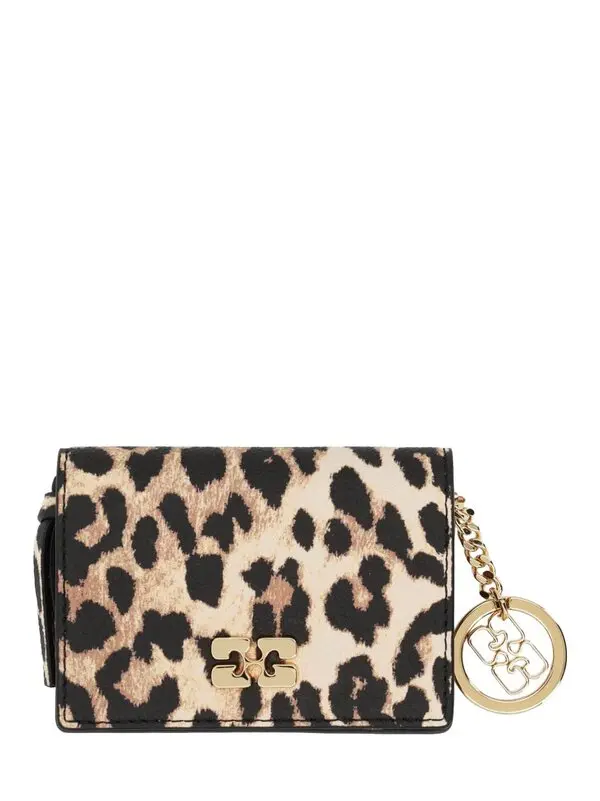 GANNI Leopard Print Card Holder With Keychain - Multicolor