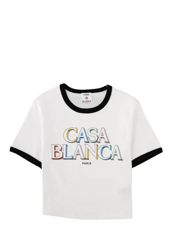 Casablanca Stacked Logo Cropped T-shirt - White