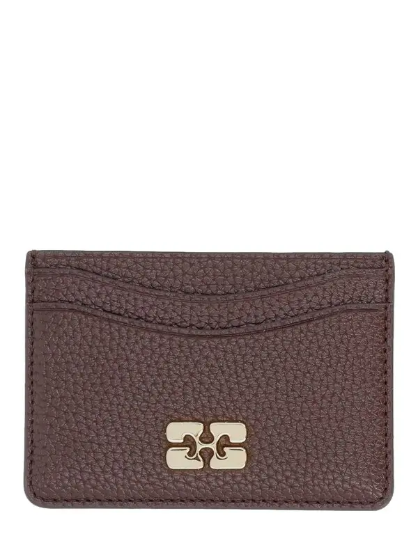 GANNI Textured Card Holder - Brown