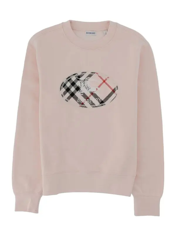 Burberry Caroline Sweatshirt With Check Insert - Pink