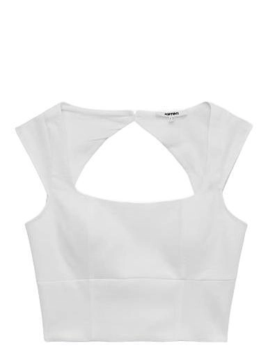 Koton Sleeveless Square Neck Crop Blouse - White