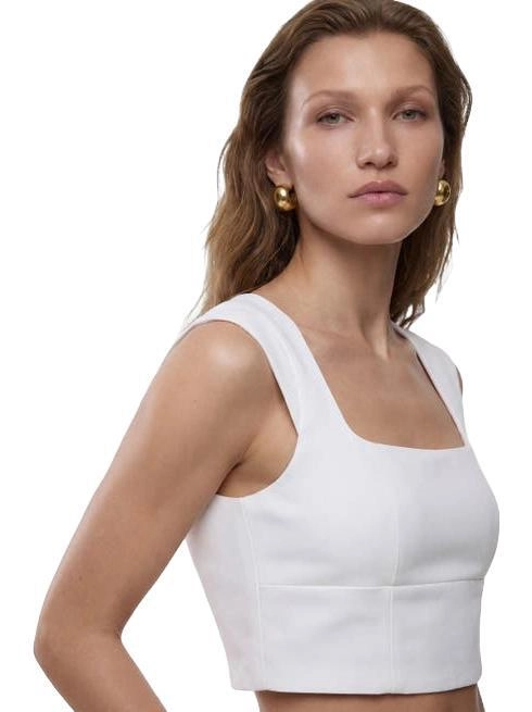 Koton Sleeveless Square Neck Crop Blouse - White