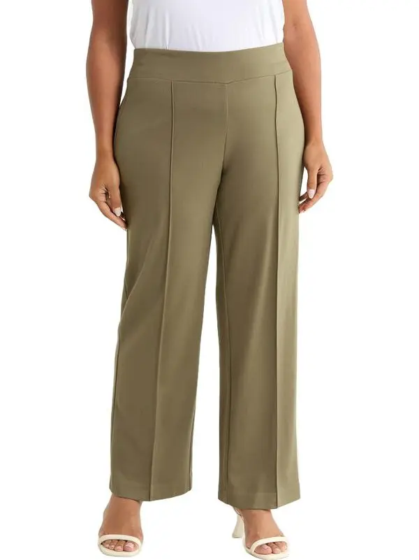 Jones New York Pintuck Pull-on Straight Leg Ankle Pants - Jasper Green