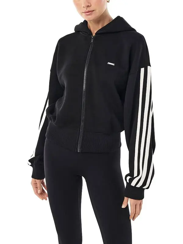 P.E Nation Flip Side Full Zip Hoodie With Sporty Stripes - Black
