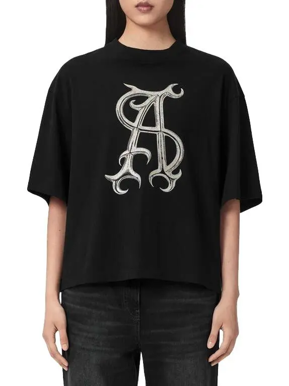 ALLSAINTS Reflex Amelie Logo Graphic T-shirt - Black