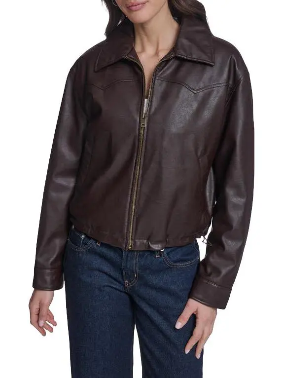 LEVI'S Faux Leather Bomber Jacket - Dark Brown