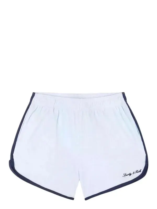 SPORTY & RICH Logo Embroidered Mini Shorts - Blue