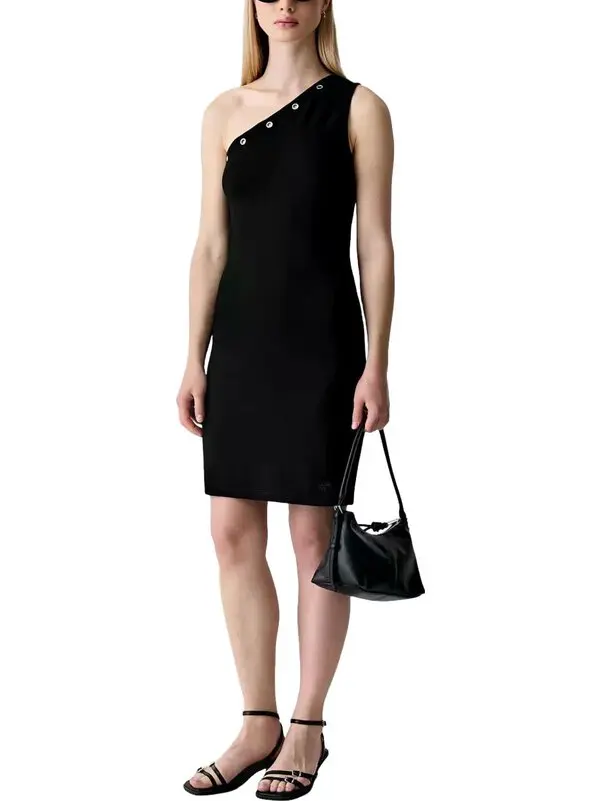 Karl Lagerfeld One-shoulder Mini Dress With Eyelet Embellishments - Black