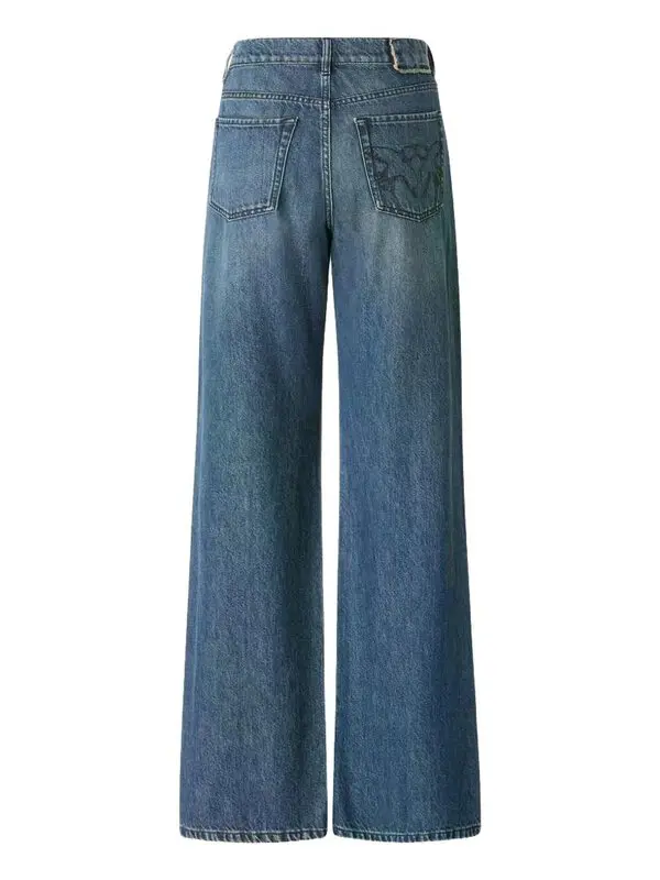 Pinko Lace-trim Wide-leg Jeans - Blue