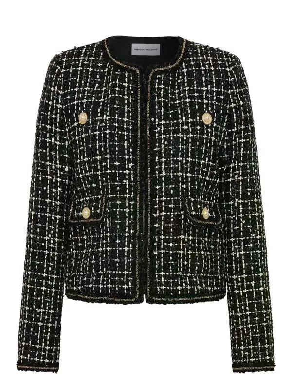 Rebecca Vallance Bouclé Jacket With Sequins And Faux Pearls - Black