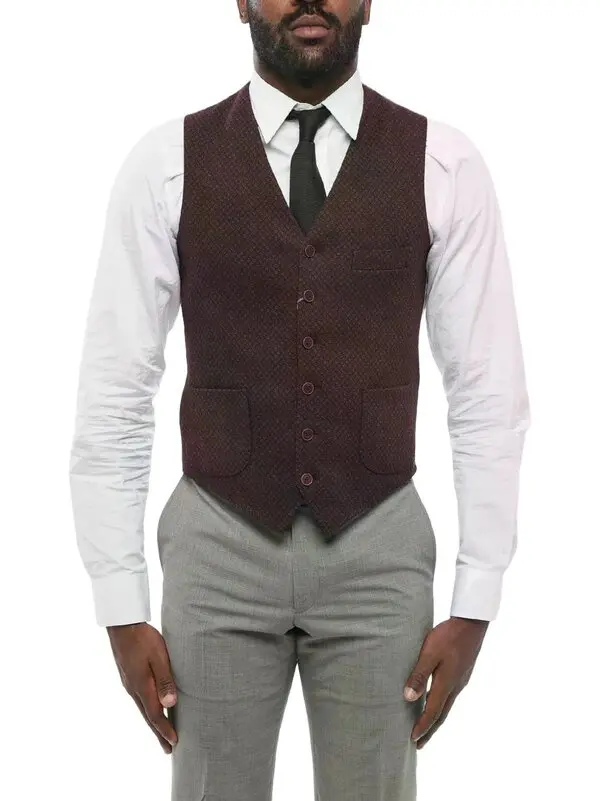 Corneliani V-neck Wool Waistcoat - Red