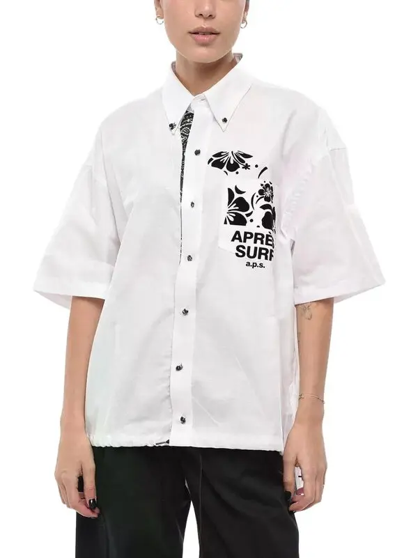 APRES SURF Short Sleeve Logo Print Shirt - White