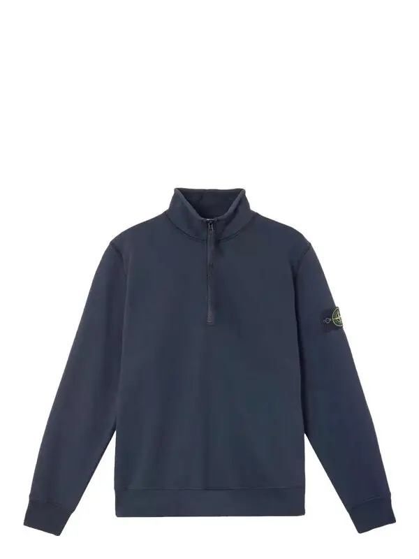 Stone Island Logo Patch Half-zip Sweater - Blue