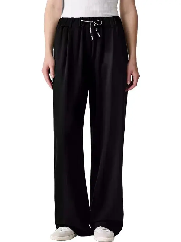 Karl Lagerfeld Logo Drawstring Wide-leg Trousers - Black