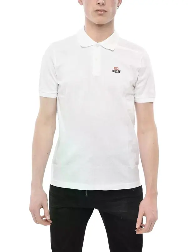 DIESEL® Logo-print Piqué-textured Polo Shirt - White