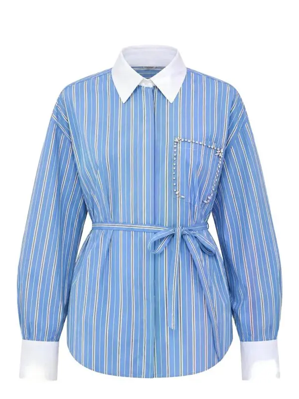 Liu Jo Striped Crystal-embellished Shirt - Blue