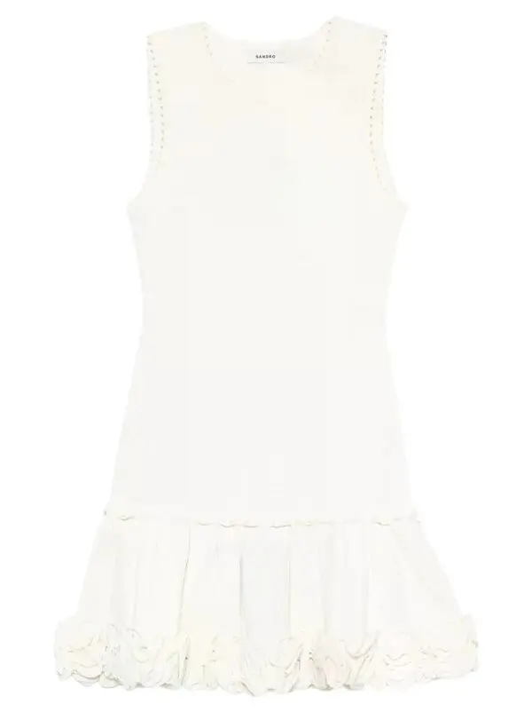 Sandro Crew-neck Sleeveless Mini Dress - Neutrals