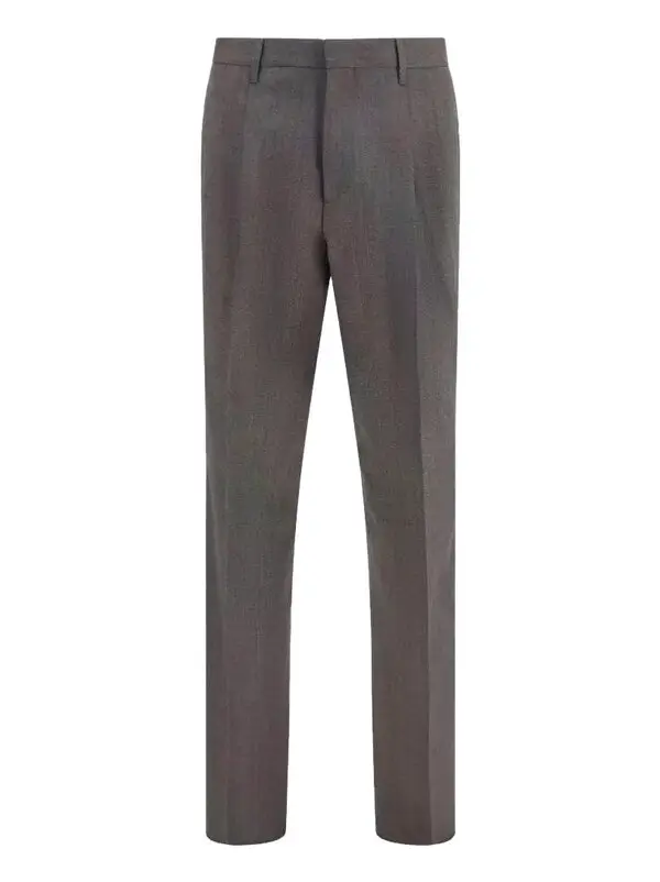 LARDINI Houndstooth Pattern Straight-leg Trousers - Grey