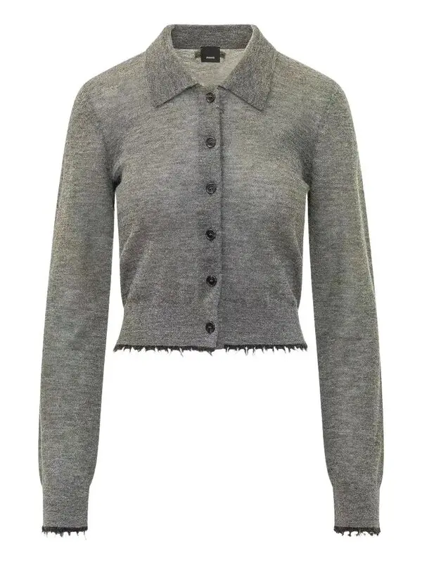Pinko Raw-edge Collared Cardigan - Grey