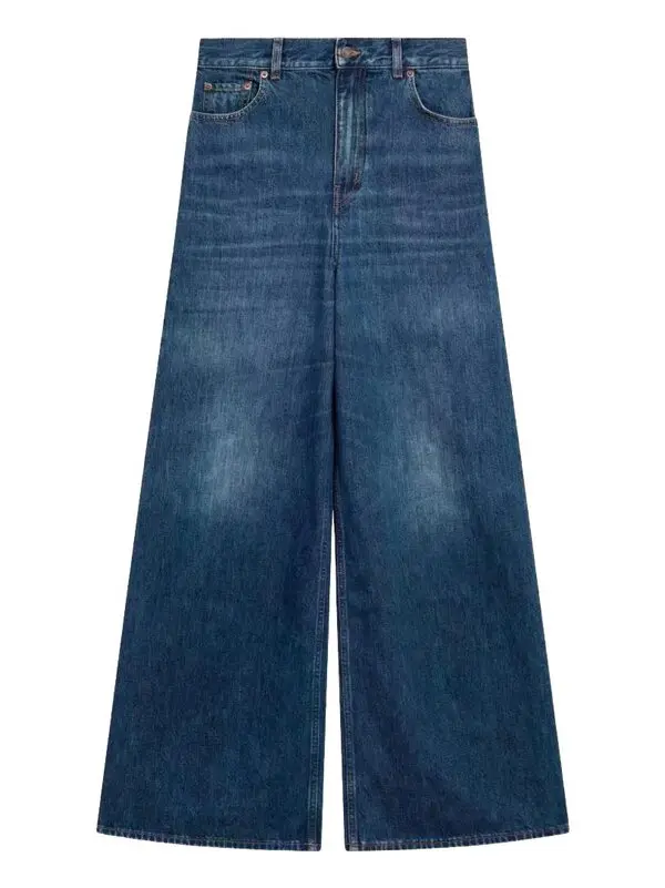 Chloé Wide-leg Jeans With Logo Patch - Blue
