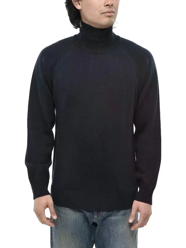 PAOLO PECORA Turtleneck Sweater With Ribbed Trim - Blue