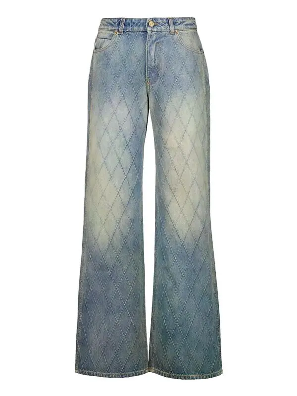 Balmain Quilted Faded Jeans - Blue