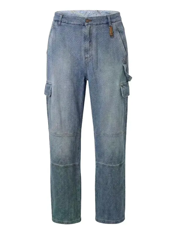 Ermanno Scervino Jacquard Pattern Cargo Jeans - Blue